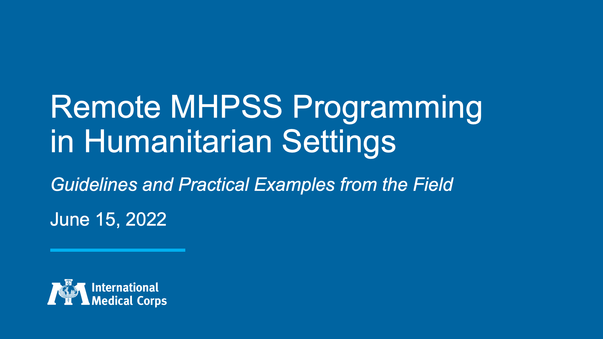 Remote MHPSS Programming in Humanitarian Settings | International ...